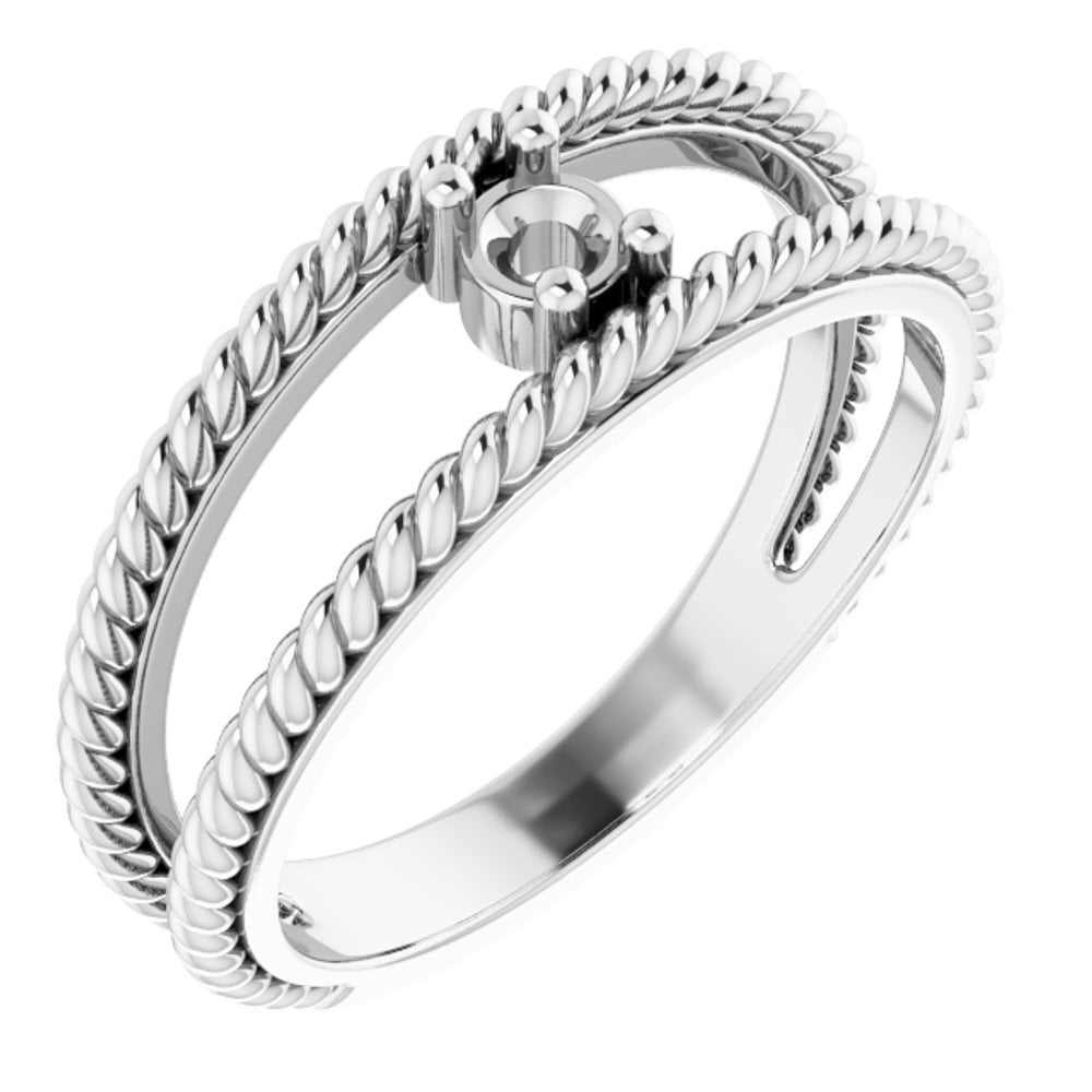10k White Gold 1 One-Stone Family Negative Space Fashion Ring Fine ...