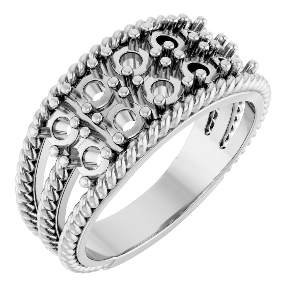 10k White Gold 10-Stone Family Negative Space Freeform Bypass Fashion ...