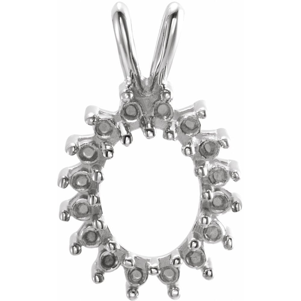 10k White Gold 10x8mm Oval Shape Accented Pendant With Bail Fine Jewelry for Women Gifts for Her ...