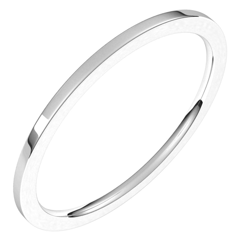 10k White Gold 1mm Flat Comfort Fit Light Classic Bridal Wedding Engagement Anniversary Band ...