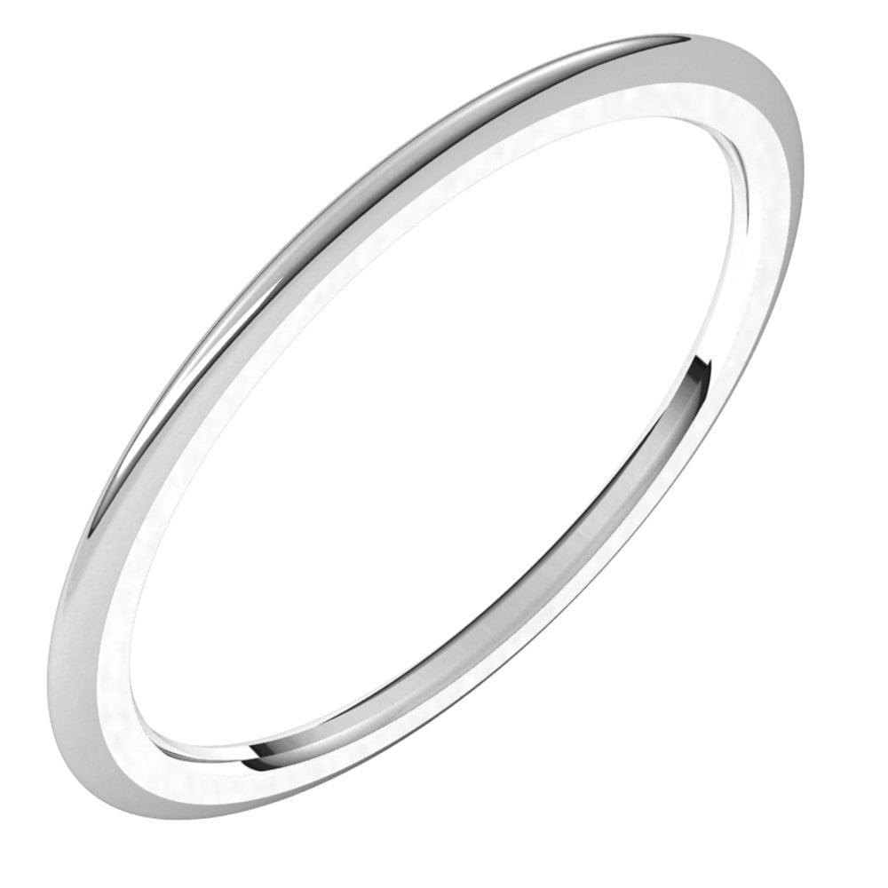 10k White Gold 1mm Half Round Shape Comfort Fit Classic Bridal Wedding ...