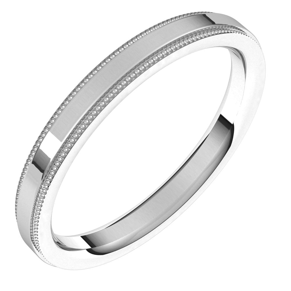 10k White Gold 2.5mm Milgrain Flat Comfort Fit Edge Classic Bridal ...