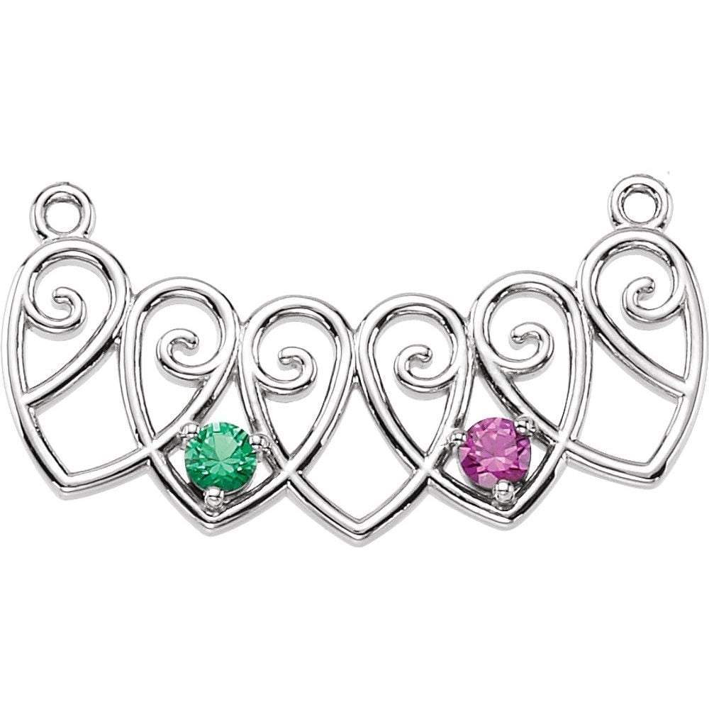 10k White Gold 2 Two-Stone Heart Shape Family Necklace Center for ...