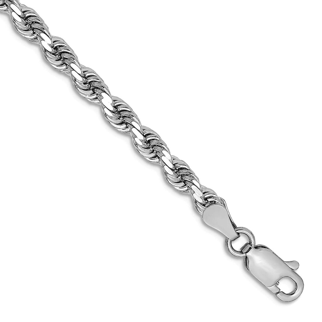 10k White Gold 3.25mm Sparkle-Cut Rope Chain Bracelet 7 Inch Link ...