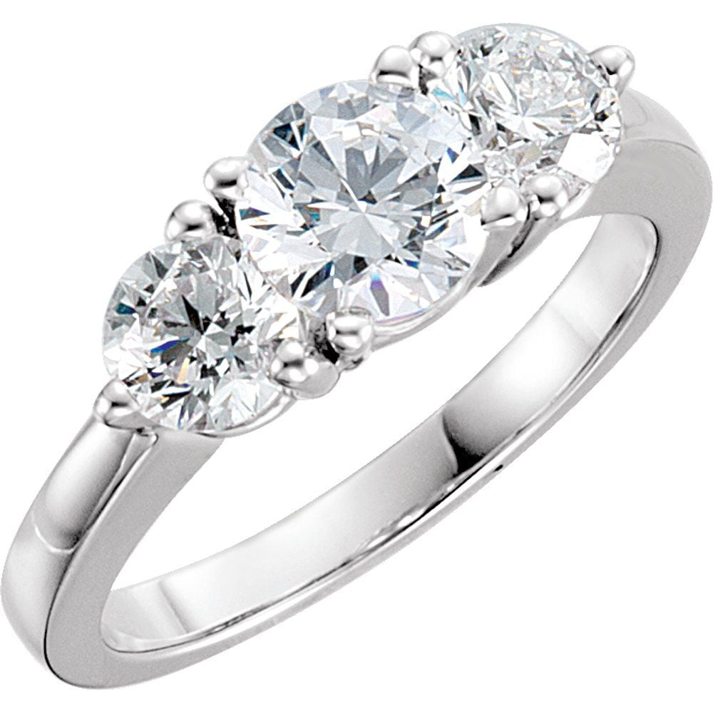 10k White Gold 3 Three-Stone Bridal Wedding Engagement Anniversary ...