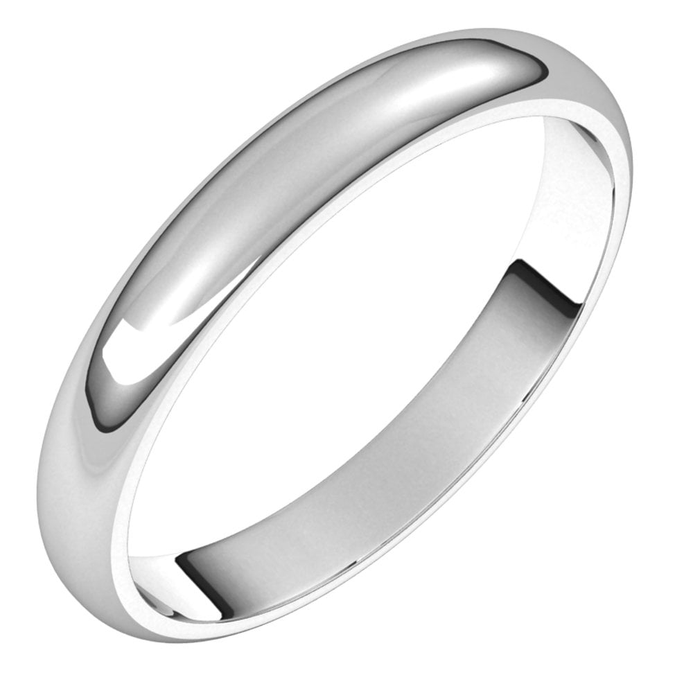 10k White Gold 3mm Half Round Shape Classic Bridal Wedding Engagement ...