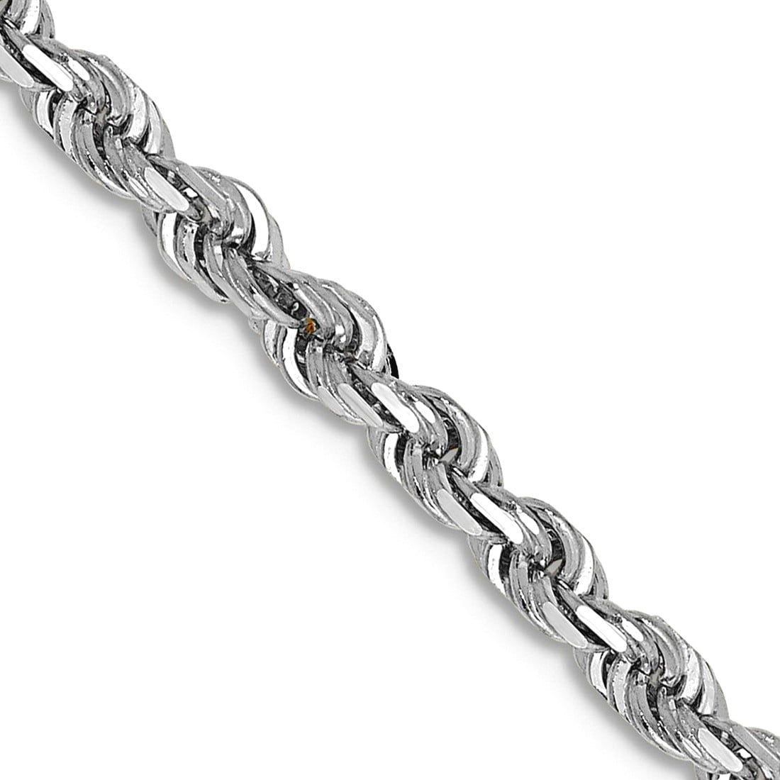 10k White Gold 3mm Sparkle Cut Quadruple Rope Chain Necklace 26 Inch ...