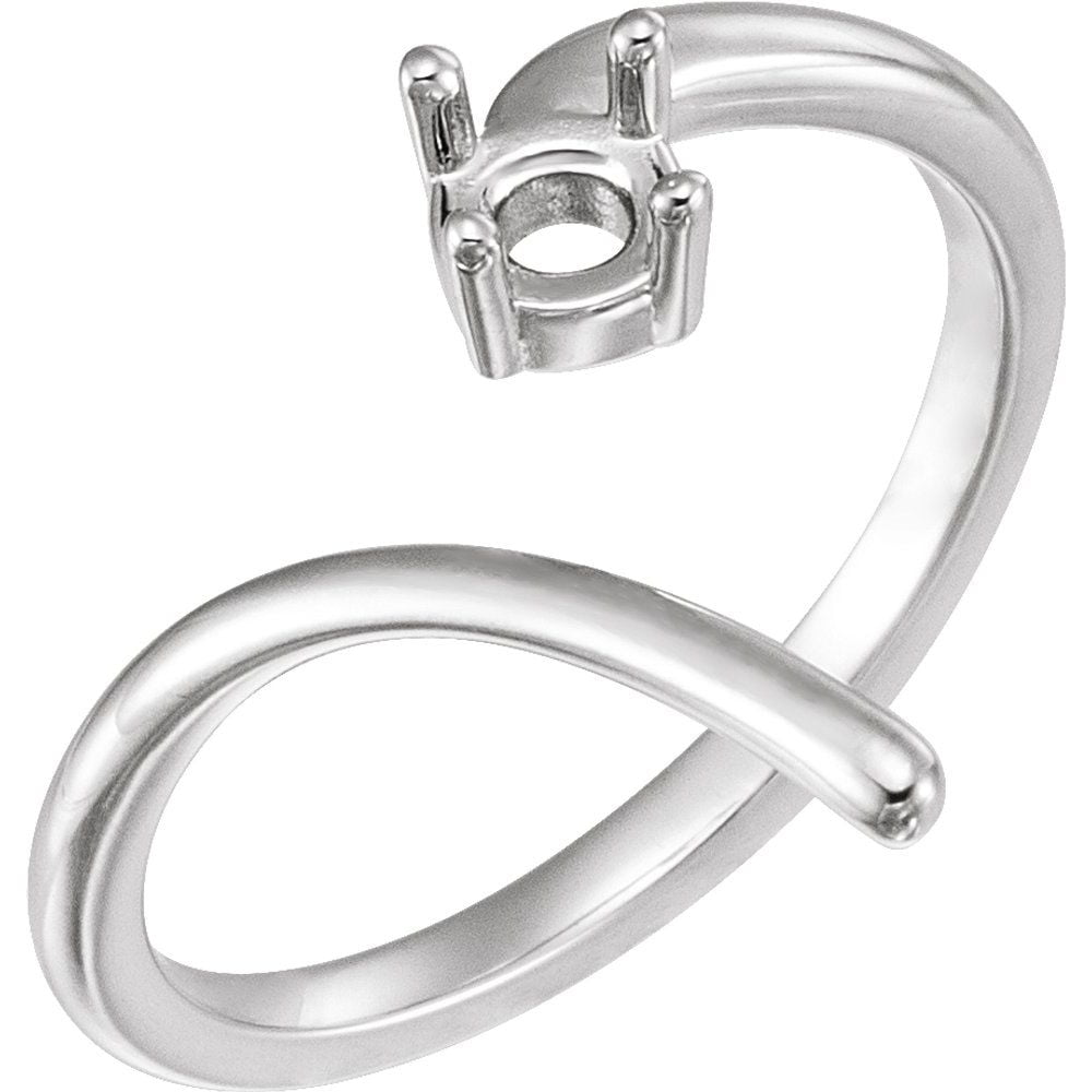 10k White Gold 4.1mm Round Shape Negative Space Ring Fine Jewelry For ...