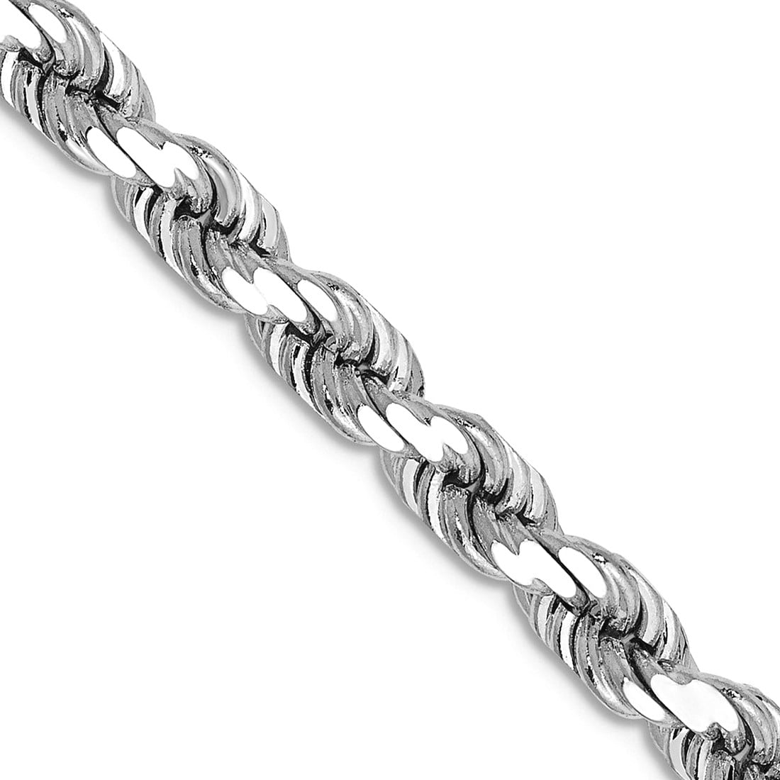 10k White Gold 4.5mm Sparkle Cut Rope Chain Necklace 20 Inch Chain ...
