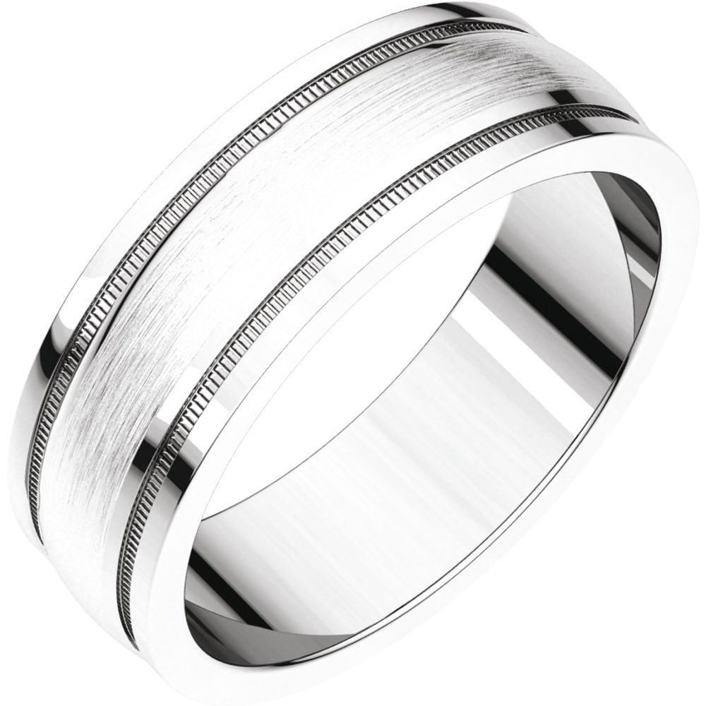 10k White Gold 5mm Flat Edge Bridal Wedding Engagement Anniversary Band ...