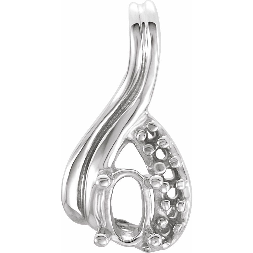 10k White Gold 5x3mm Oval Shape Accented Pendant With Hidden Bail Fine ...