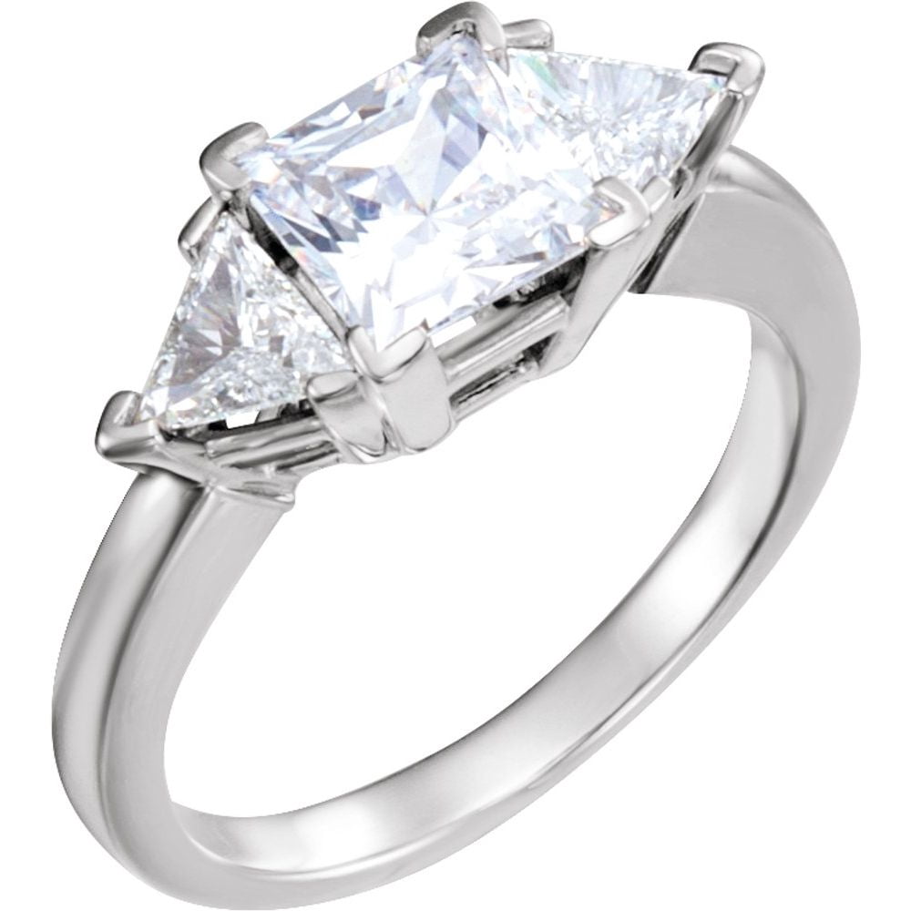 10k White Gold 6.5mm Square Shape 3 Three-Stone Bridal Wedding ...