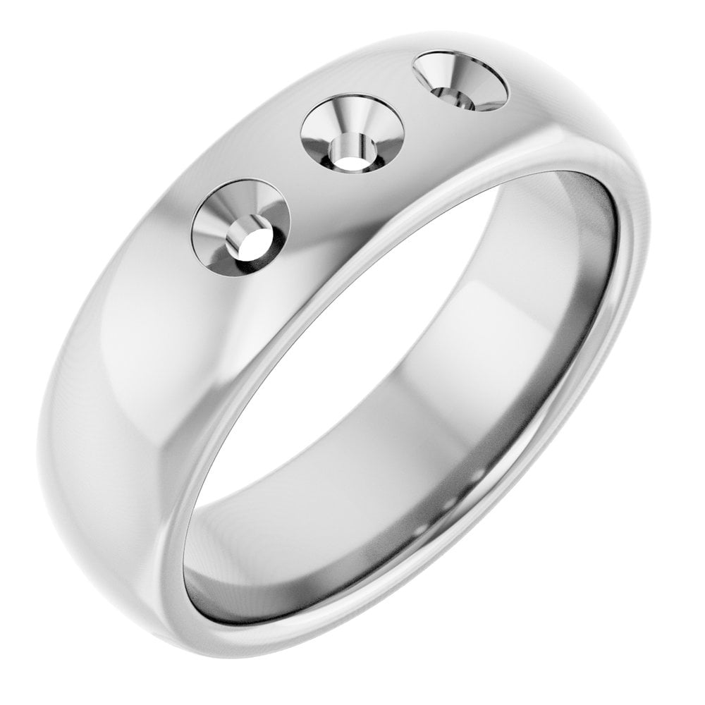 10k White Gold 6mm 3 Three-Stone Half-Round Shape Bridal Wedding ...