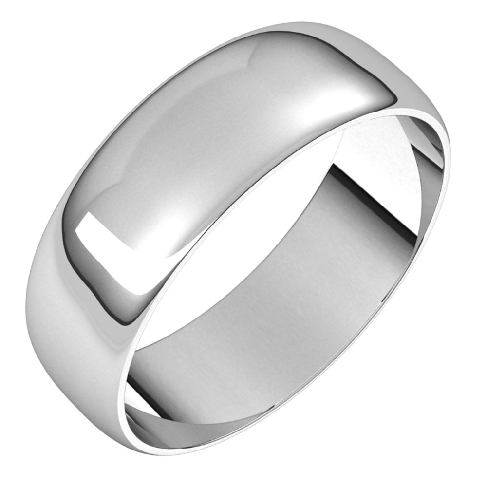 10k White Gold 6mm Half Round Shape Ultra-Light Classic Bridal Wedding ...