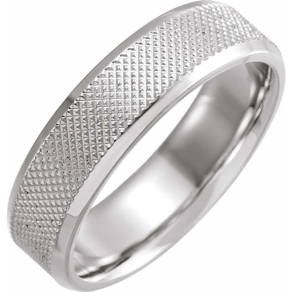 10k White Gold 6mm Knurled Beveled-Edge Bridal Wedding Engagement ...