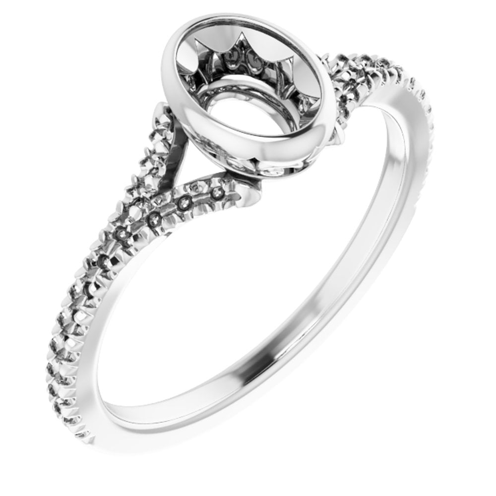 10k White Gold 7x5mm Oval Shape Bezel-Set Bridal Wedding Engagement ...