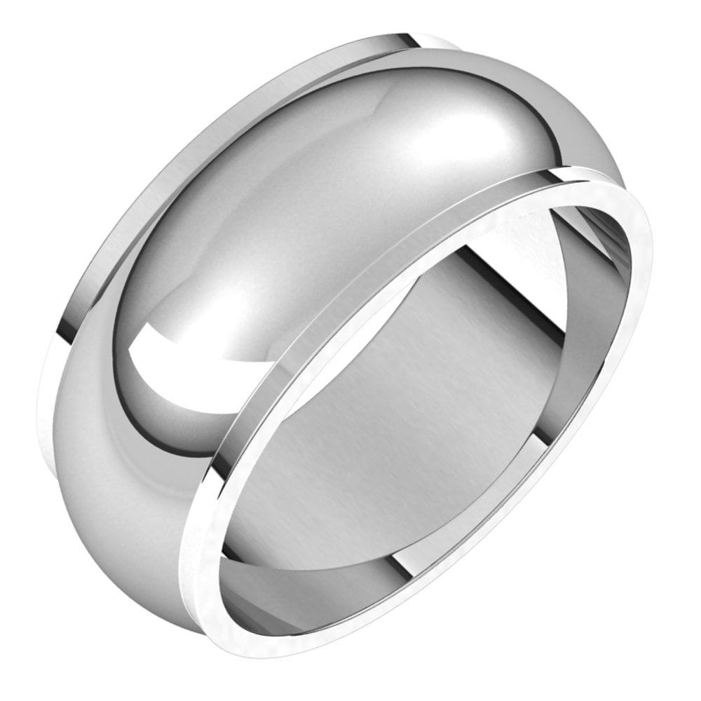 10k White Gold 8mm Half Round Shape Edge Classic Bridal Wedding ...