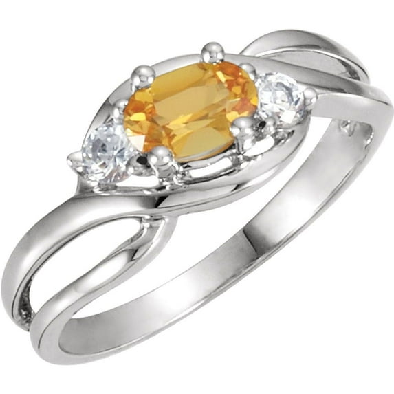 10k White Gold 8x6mm Oval Shape Accented Fashion Ring Fine Jewelry For ...