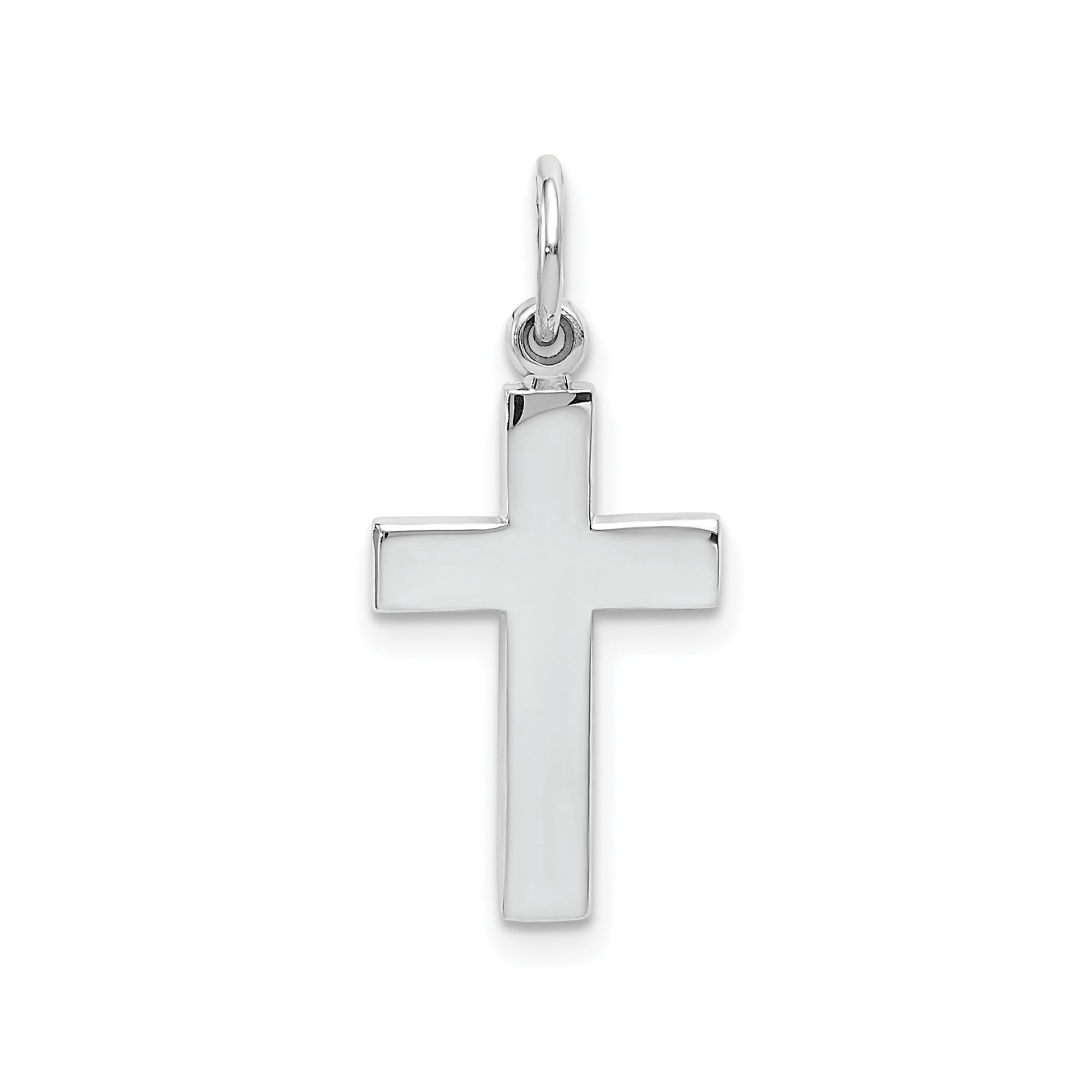 10k White Gold Beveled Edge Cross Pendant for Men and Women Polished ...