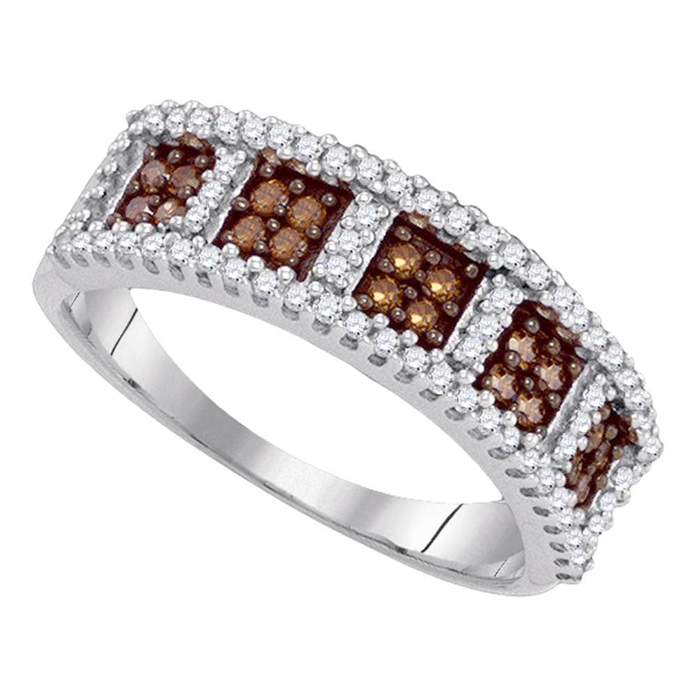 10k White Gold Brown Diamond Womens Cocktail Daily-wear Band .45 Cttw ...