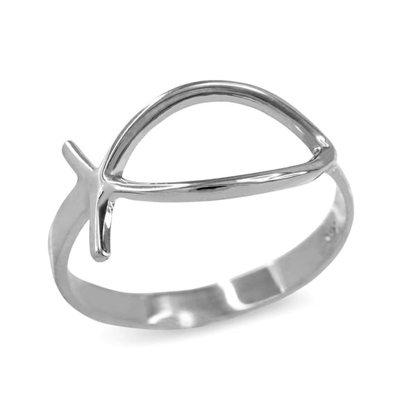 10k White Gold Christian Ichthus Ring (Size 7.75) - Walmart.com