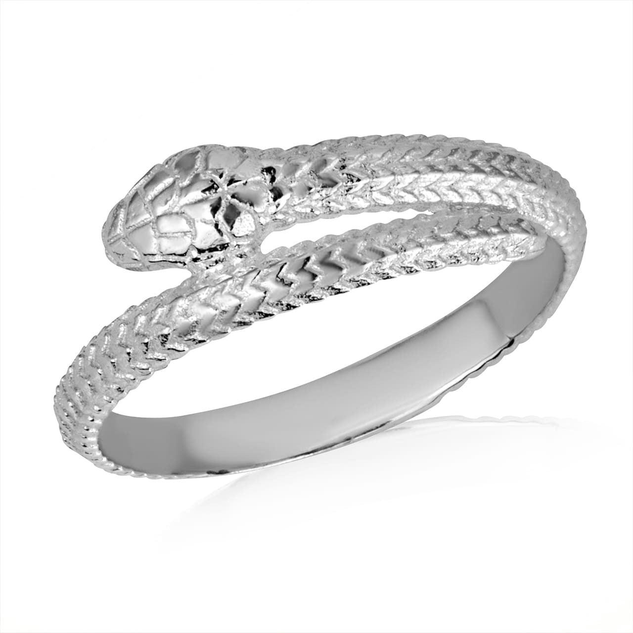 10k White Gold Coiled Serpent Snake Textured Ring (Size 6) - Walmart.com