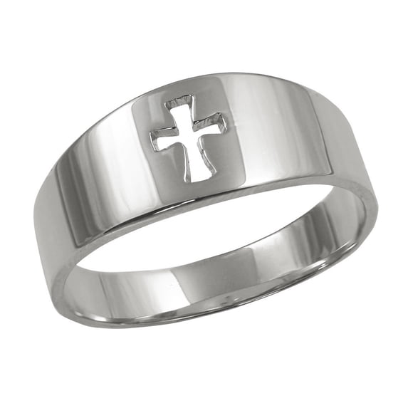 10k White Gold Cut Out Cross Band Ring (Size 4) - Walmart.com