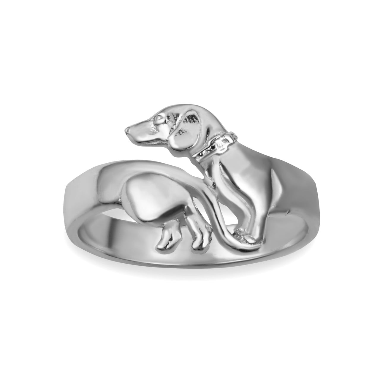 10k White Gold Dachshund Pet Dog Band Ring (Size 12) - Walmart.com