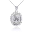 10k White Gold Filigree Oval Zodiac Sign Pendant Necklace Capricorn (16 ...