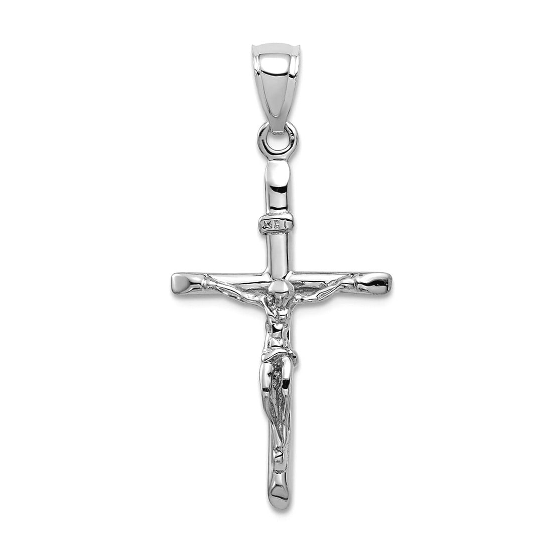 10k White Gold Inri Crucifix Pendant Necklace 34mm Long-Pendant for ...