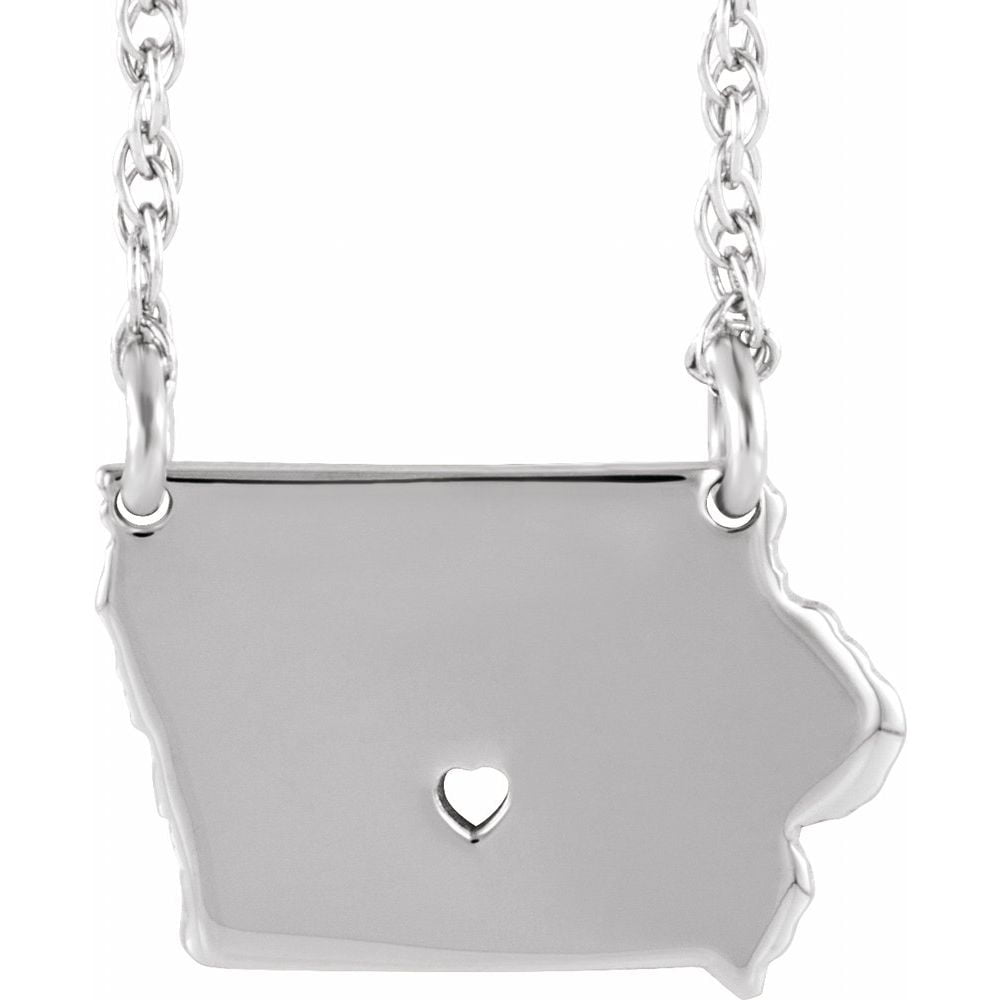 10k White Gold Iowa State with Heart-Pierced City Personalized Necklace ...