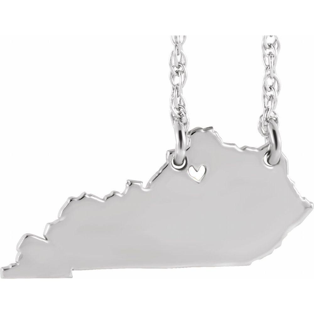10k White Gold Kentucky State with Heart-Pierced City Personalized ...
