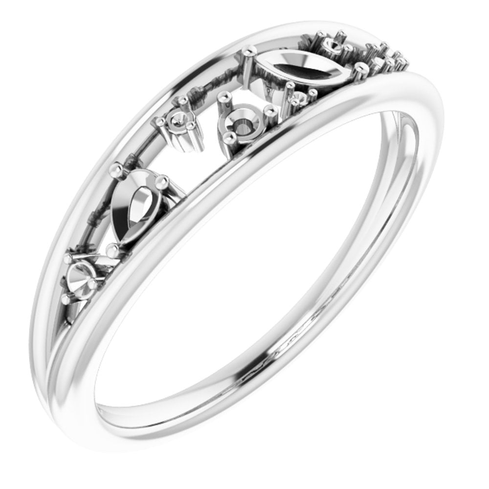 10k White Gold Negative Space Accented Fashion Ring Fine Jewelry For ...