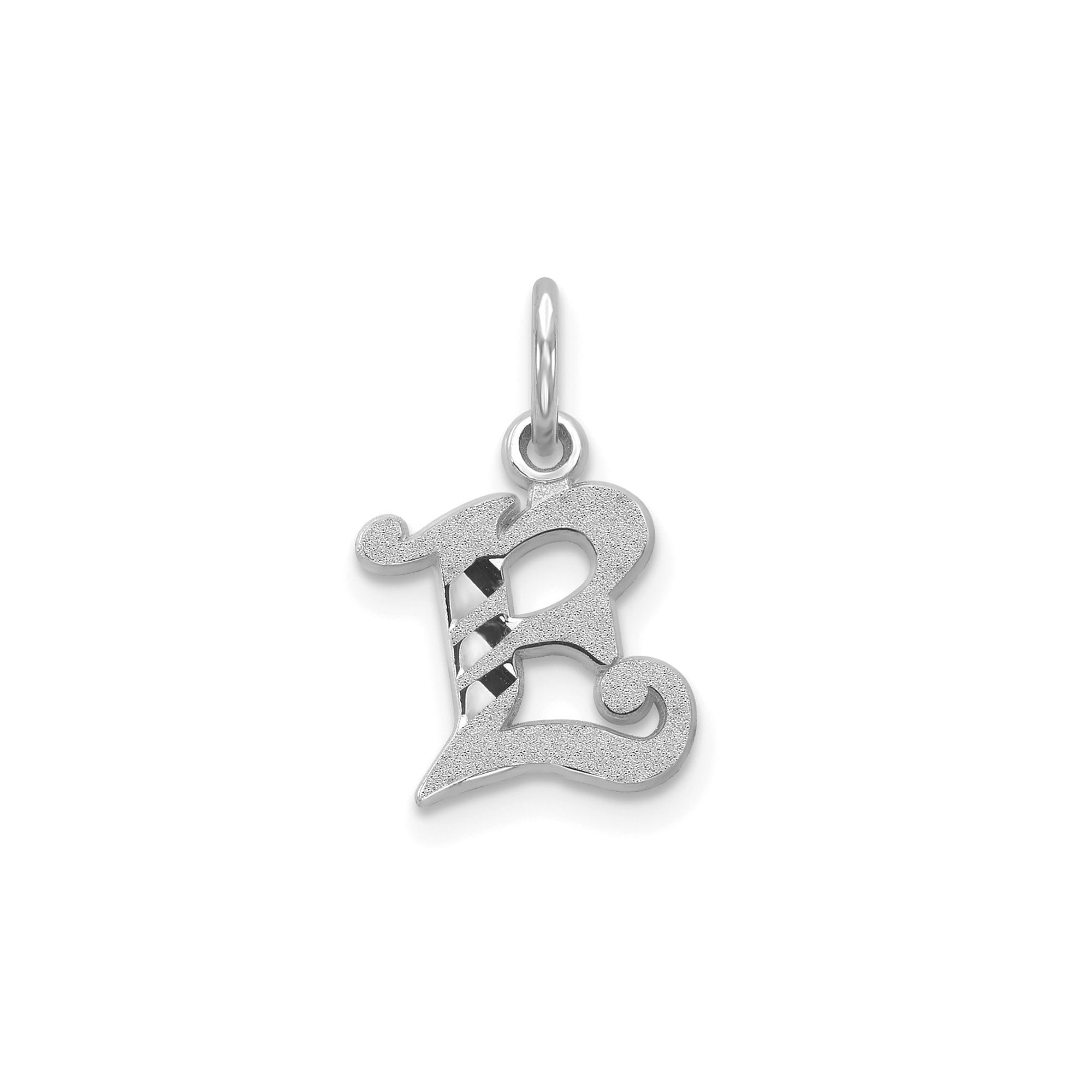 10k White Gold Old English R Pendant, Textured Initial Charm for Women ...