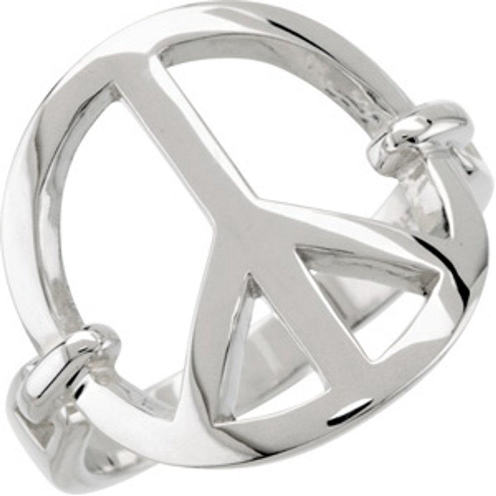10k White Gold Peace Sign Metal Fashion Ring Fine Jewelry For Women ...