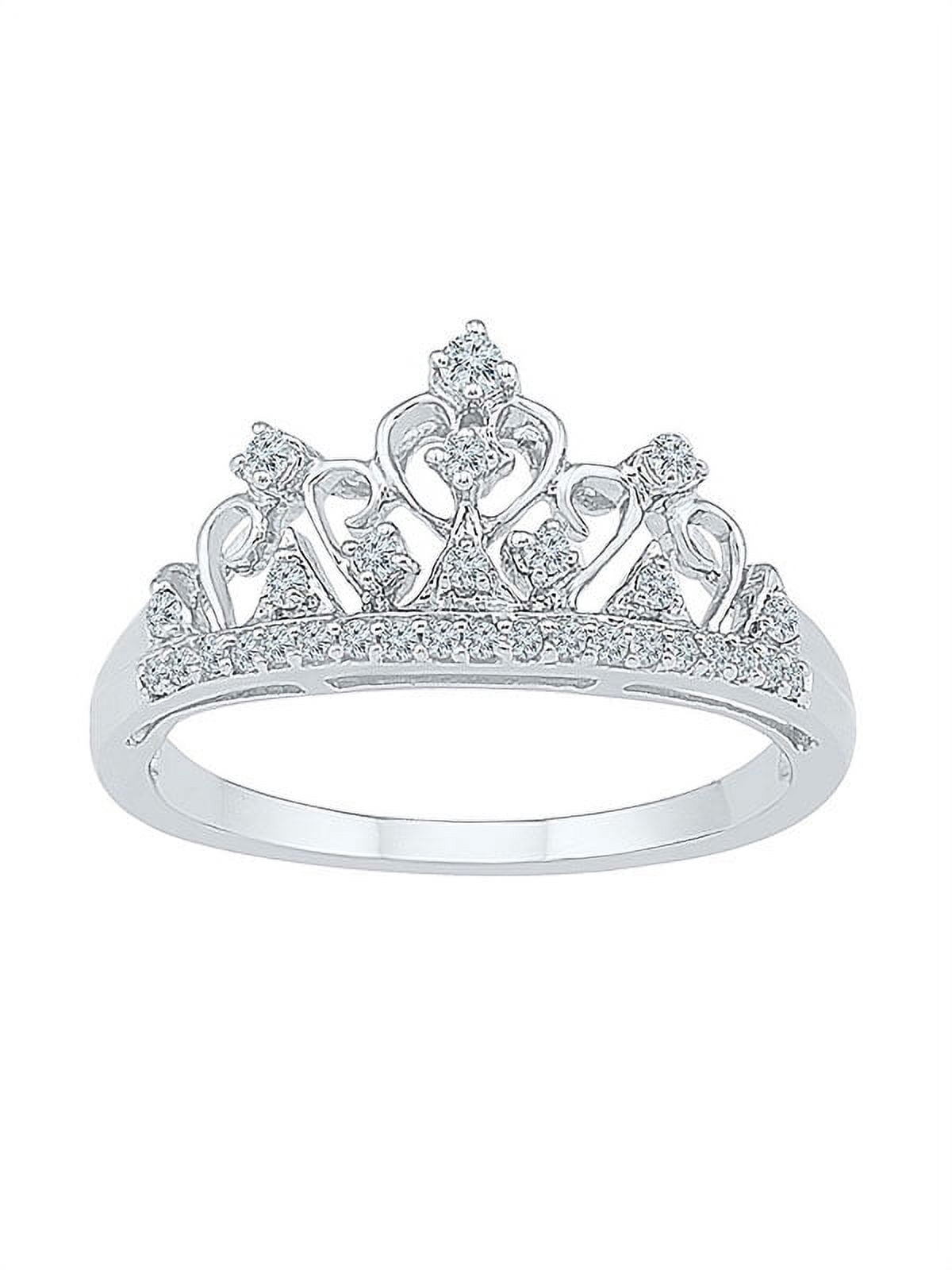 10k White Gold Round Diamond Womens Womens Crown Tiara Cocktail Band 1/ ...