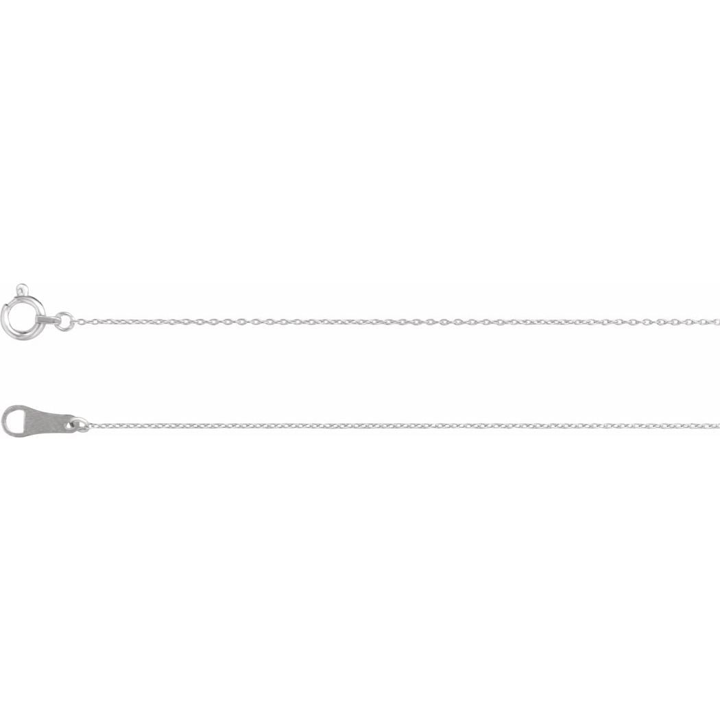 10k White Gold Solid Cable 18 Inch Chain With Spring-Ring Chain ...