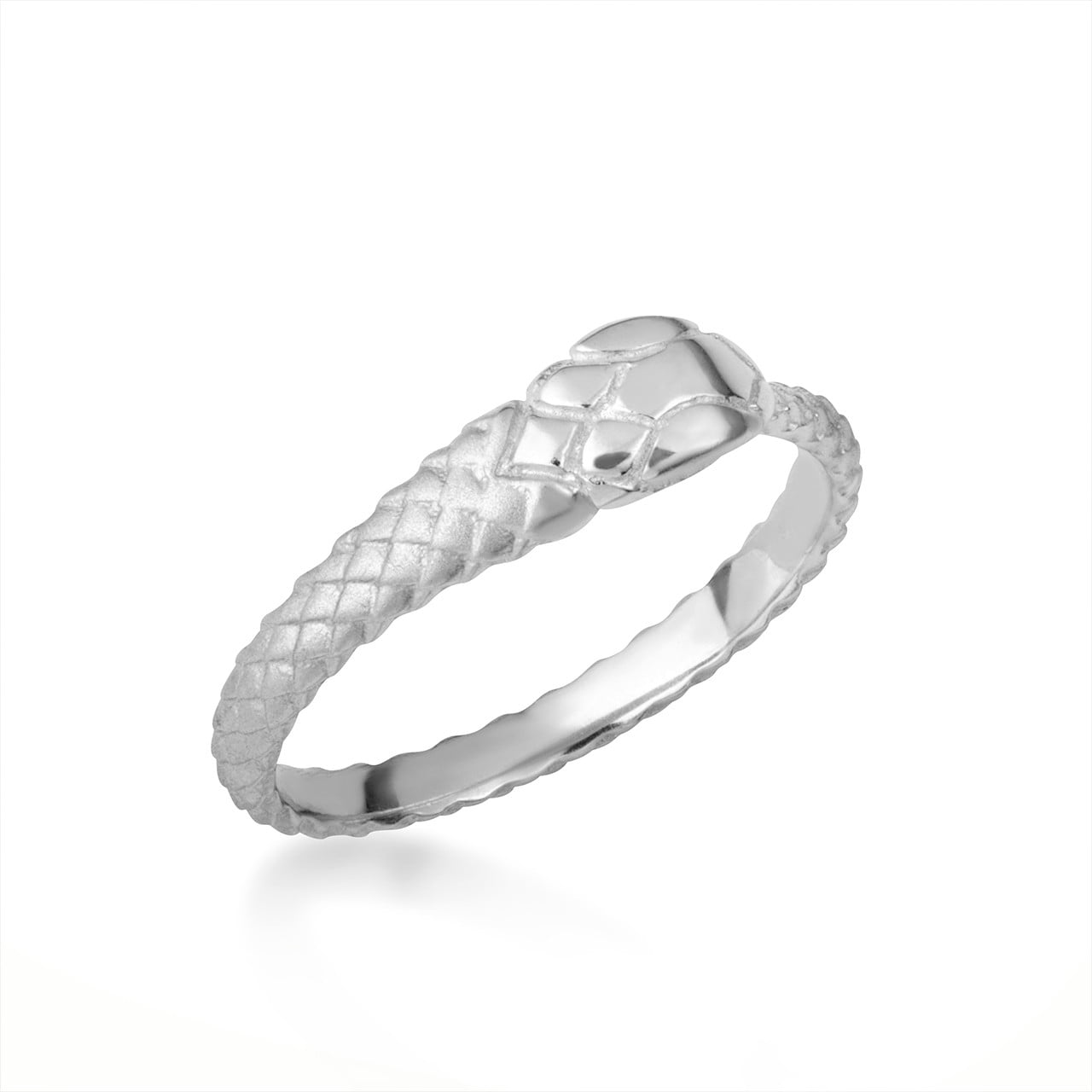 10k White Gold Textured Ouroboros Serpent Snake Ring (Size 5.5 ...