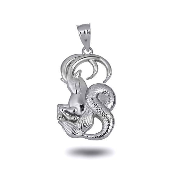 10k White Gold Zodiac Symbol Pendant Necklace Capricorn (18 Inches ...