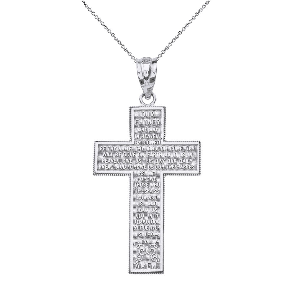 10k White The Lord's Prayer Our Father Cross (18 Inches) - Walmart.com