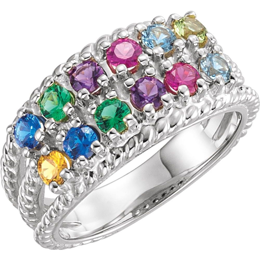 10k X1 White Gold 12-Stone Family Negative Space Ring Fine Jewelry For ...