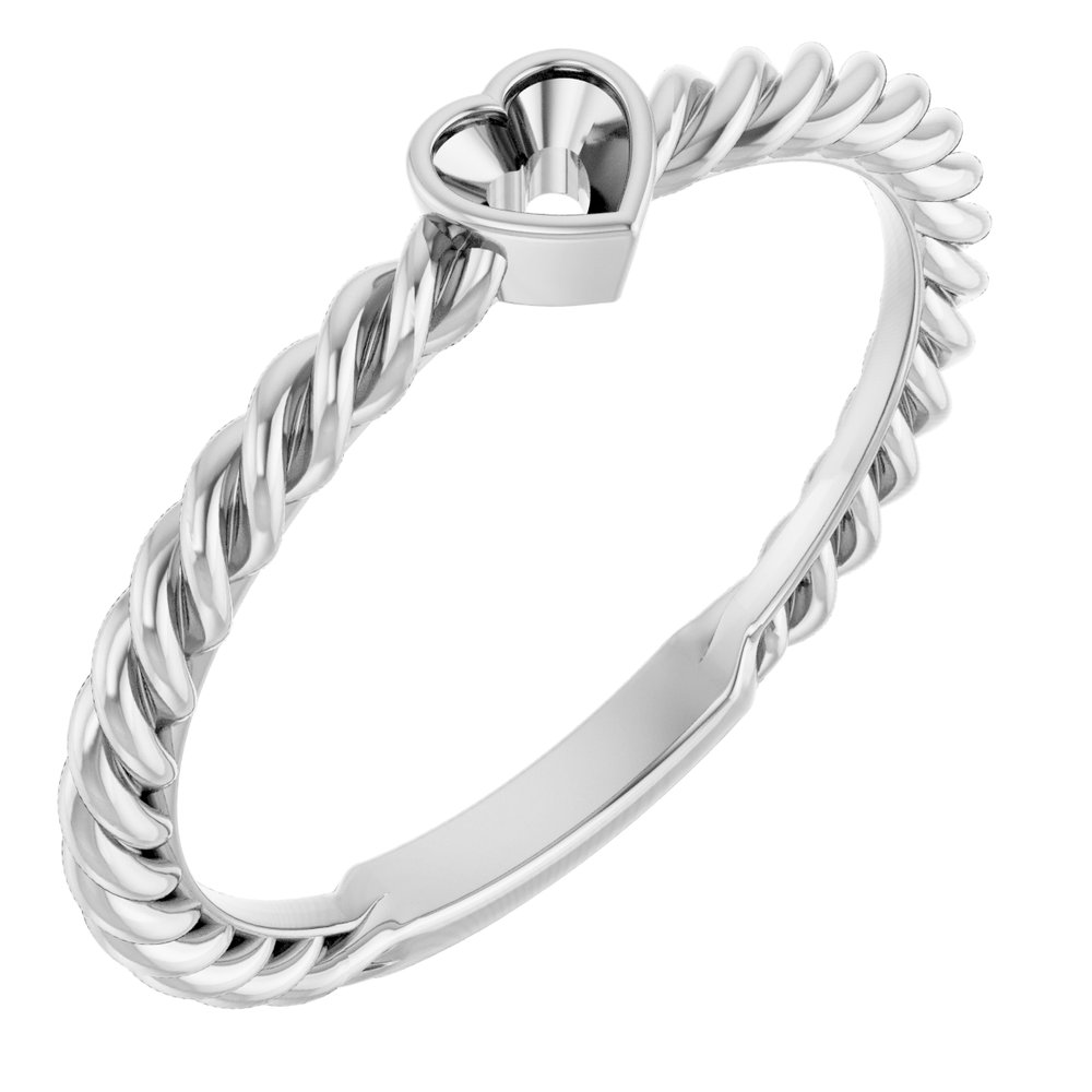 10k X1 White Gold 3.5x3.2mm Heart Shape Bezel-Set Rope Solitaire ...