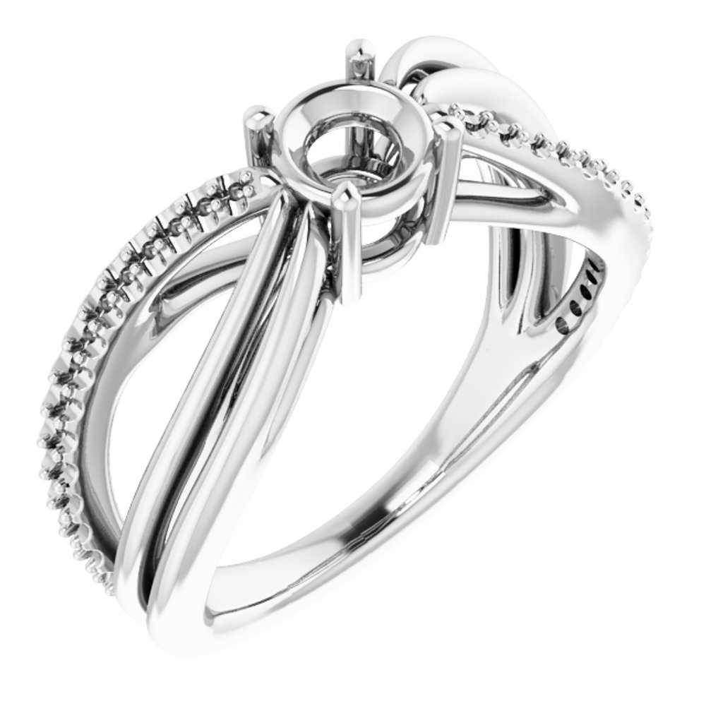 10k X1 White Gold 5.2mm Round Shape Accented Negative Space Bridal ...