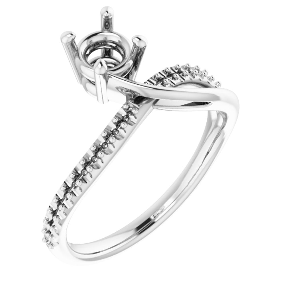 10k X1 White Gold 5.2mm Round Shape Asymmetrical Freeform Bypass Bridal ...