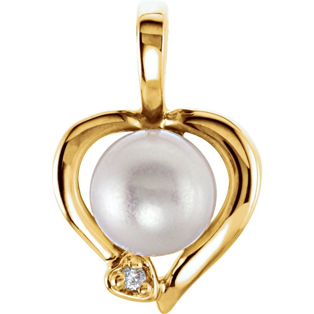 10k X1 White Gold Accented Heart Shape Pendant With Bail for 6mm Pearl ...