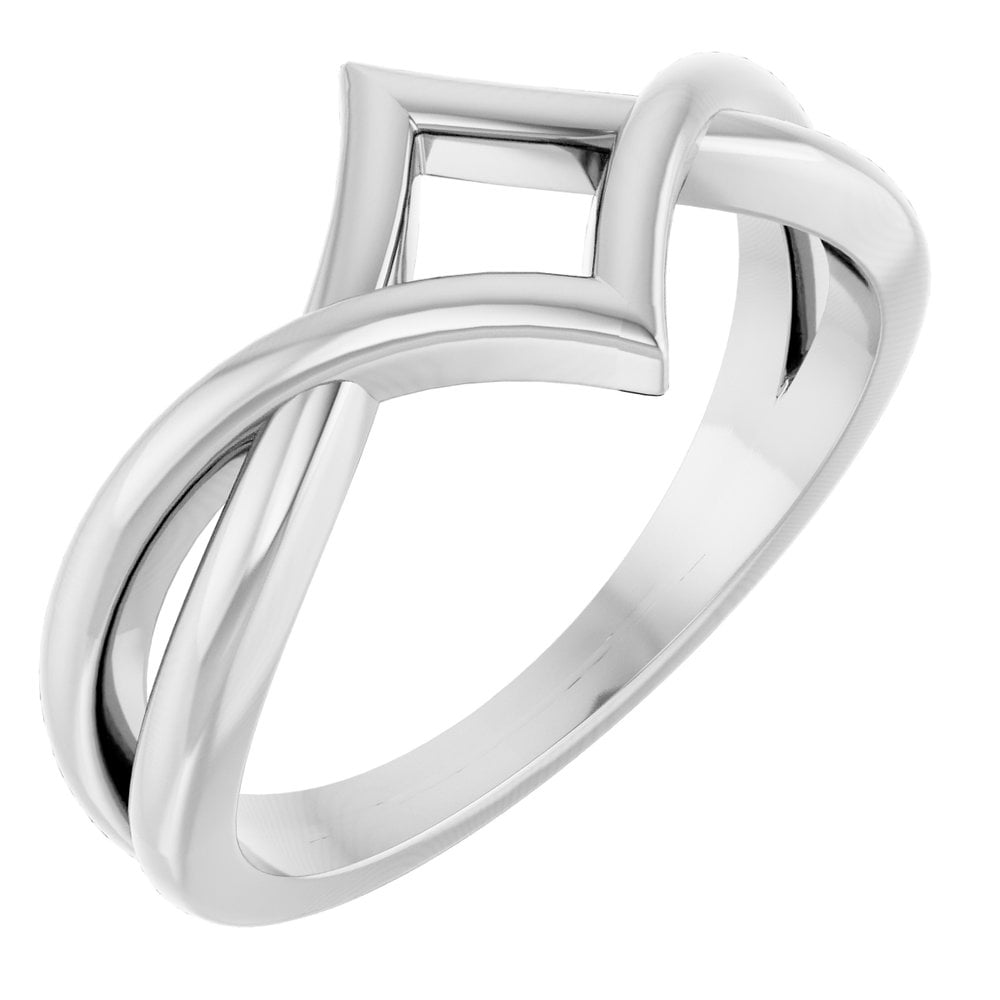 10k X1 White Gold Geometric Negative Space Metal Fashion Ring Fine ...