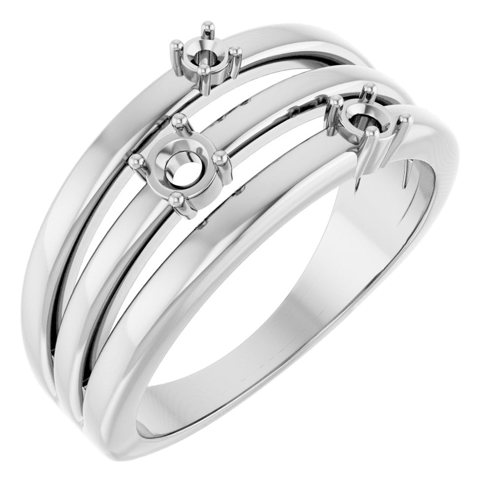 10k X1 White Gold Negative Space Multi-Stone Fashion Ring Fine Jewelry ...