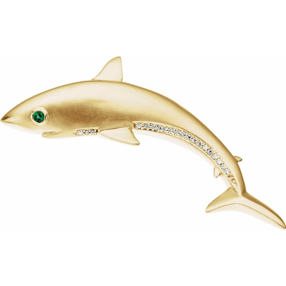 10k X1 White Gold Round Shape Shark Pendant With Hidden Bail Fine ...