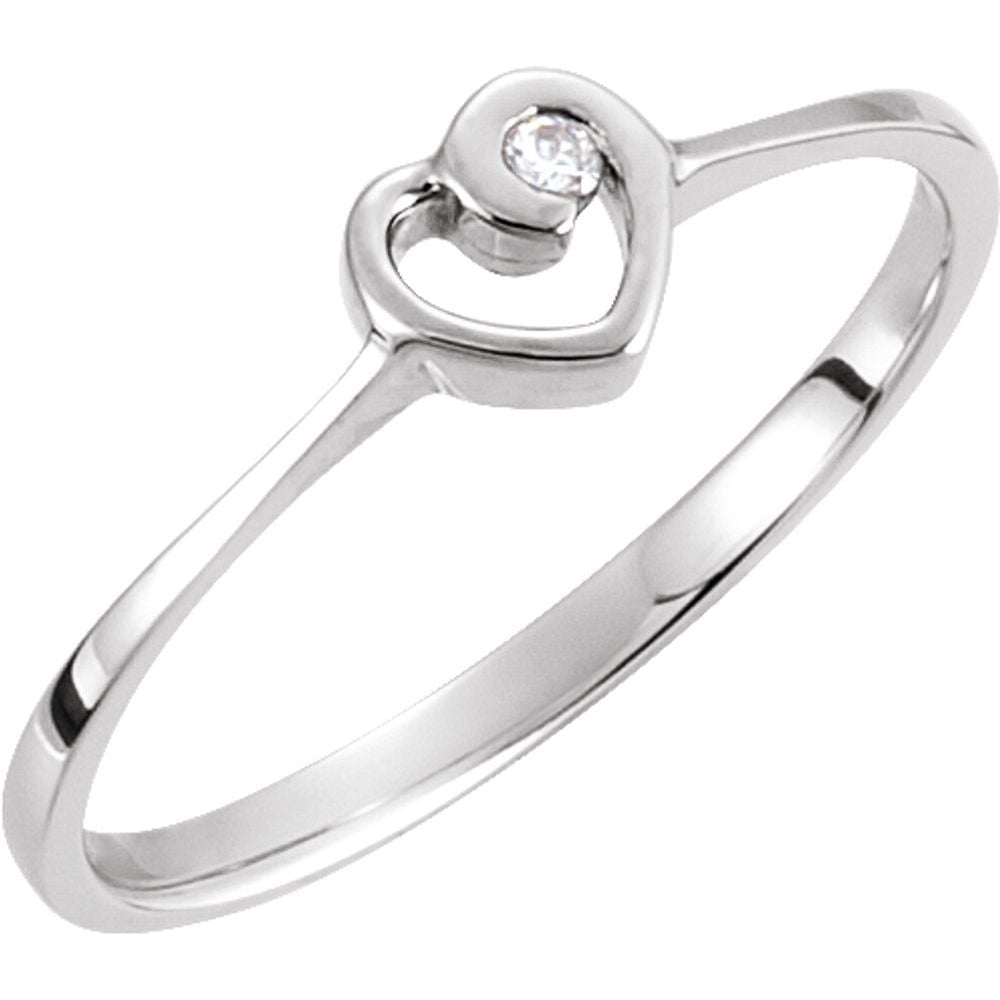 10k X1 White Gold Small Heart Shape Fashion Ring Fine Jewelry For Women Gifts For Her (Mounting ...