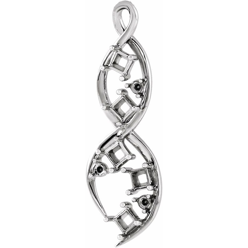 10k X1 White Gold Square Shape 5-Stone Family Freeform Pendant Fine ...